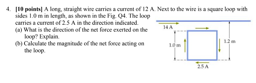 SOLVED: [10 points] long, straight wire carries a current of 12 A. Next ...