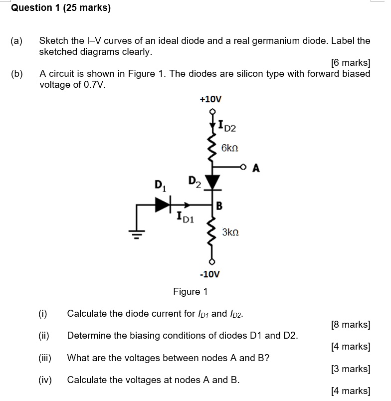 SOLVED: Question 1 (25 marks) (a) Sketch the I-V curves of an ideal ... SOLVED: Question 1 (25 marks) (a) Sketch the I-V curves of an ideal ...