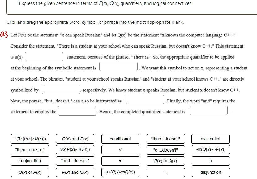 SOLVED: Express the given sentence in terms of R(x), G(x), quantifiers, and logical connectives ...
