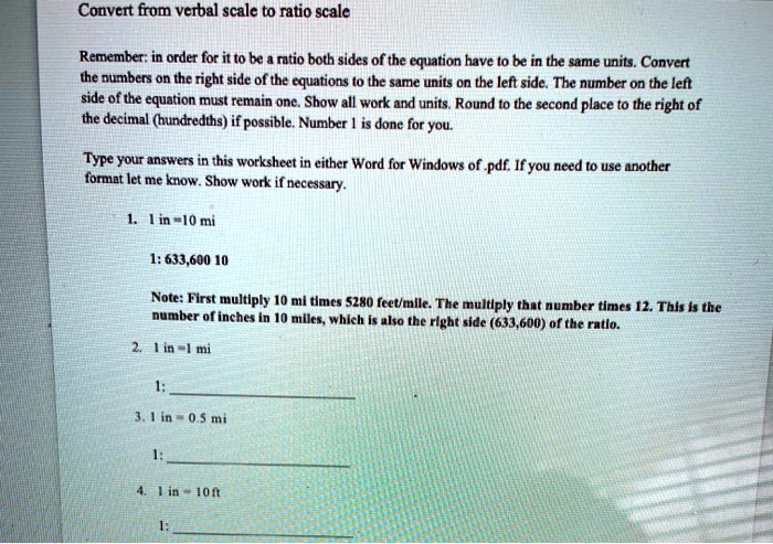 SOLVED: Convert from verbal scale to ratio scale Remember: in order for ...
