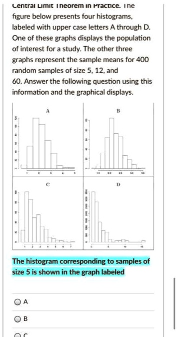 SOLVED: Central Limit Theorem in Practice: The figure below presents ...