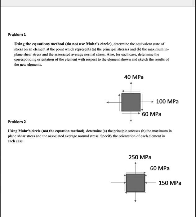Problem 1 Using the equations method (do not use Mohr's circle), determine the equivalent state ...