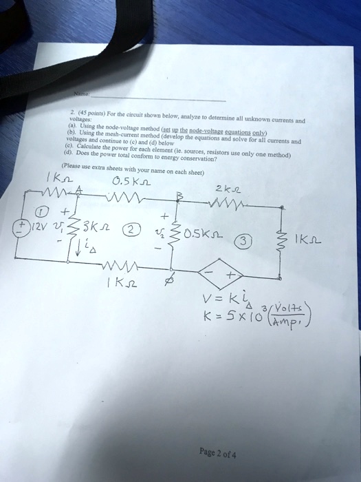 SOLVED: 45 points For the circuit shown below, analyze to determine all unknown currents and ...