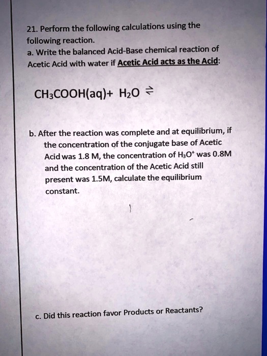 SOLVED: Perform the following calculations using the following reaction ...