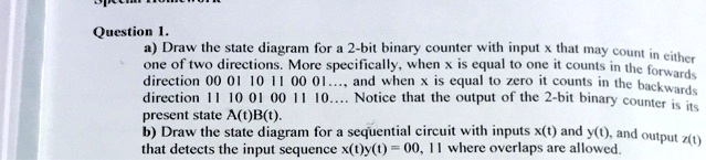 SOLVED: Draw the state diagram for a two-bit present state A(t)B(t ...