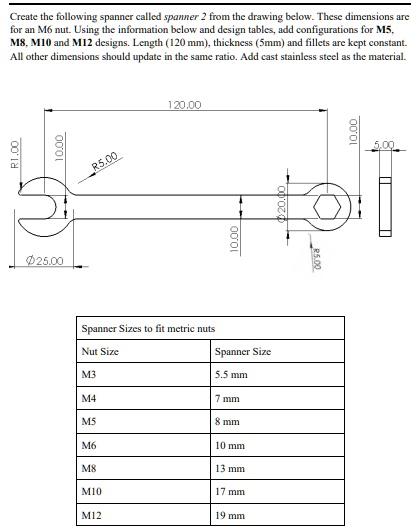 Create the following spanner called spanner 2 from the drawing below ...