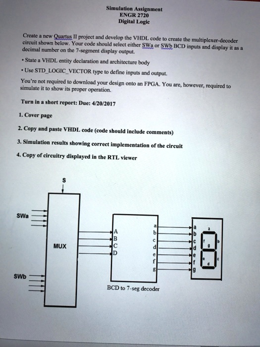 Solved Create A New Quartus Ii Project And Develop The Vhdl Code To Create The Multiplexer