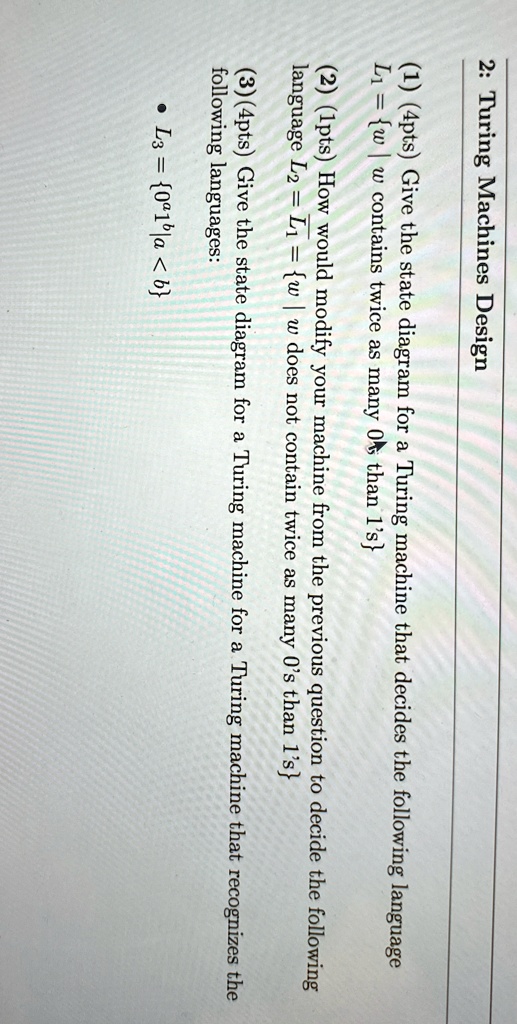 2 turing machines design 1 4pts give the state diagram for a turing ...
