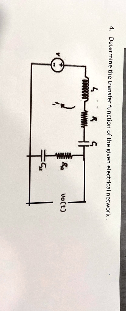 Determine the transfer function of the given electrical network. 4. Determine the transfer ...