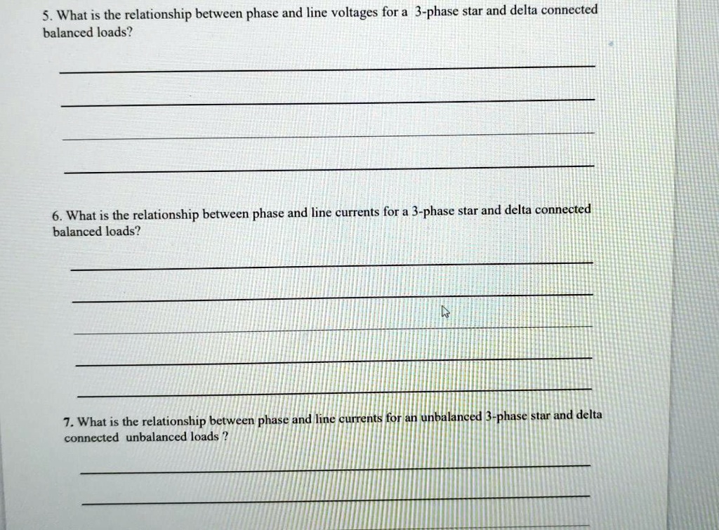 5. What is the relationship between phase and line voltages for a 3 ...