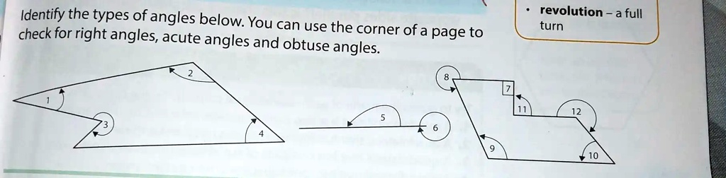 Identify the types of angles below. You can use the corner...