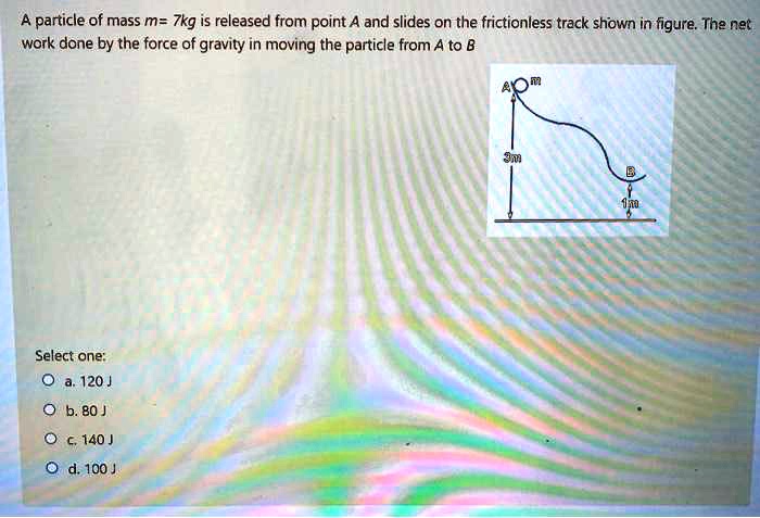 SOLVED: A particle of mass m= Zkg is released from point A and slides on the frictionless track ...