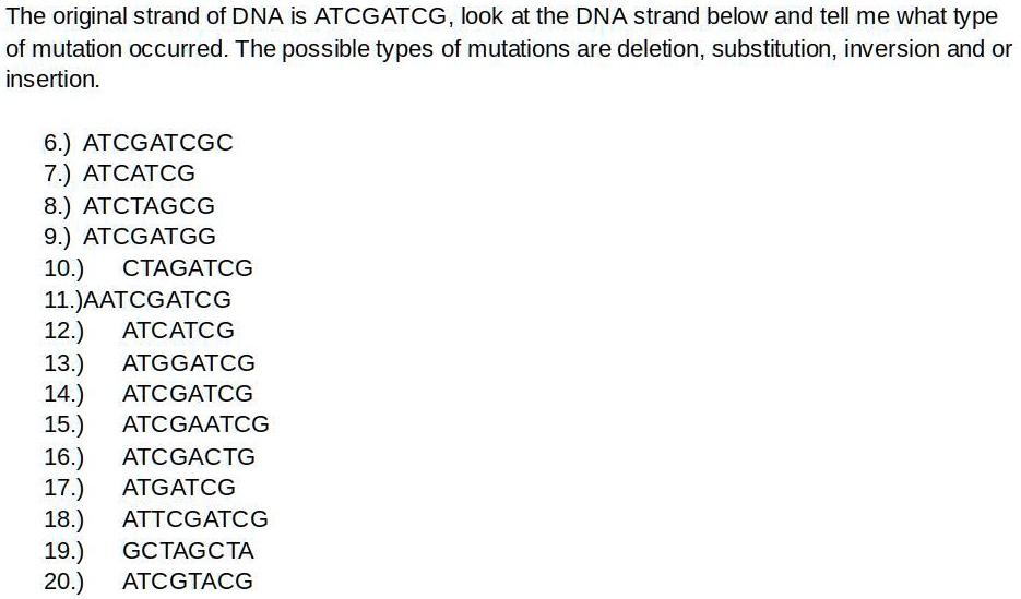 The original strand of DNA is ATCGATCG, look at the DNA strand below ...