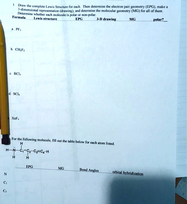 Draw the complete Lewis Structure for each. Then determine the electron ...