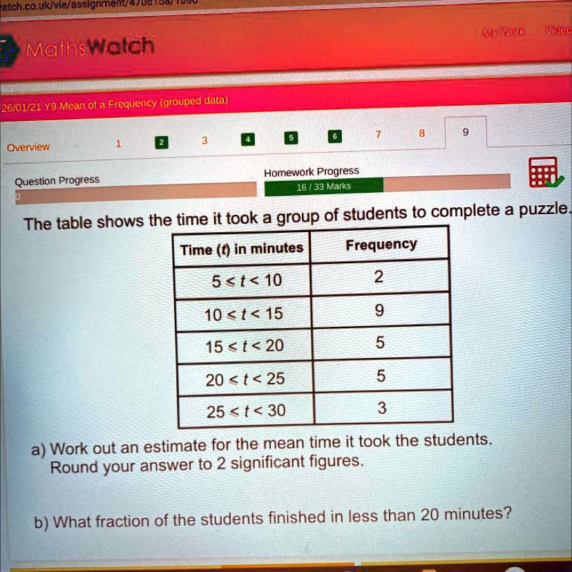 SOLVED: The table shows the time it took a group of students to ...