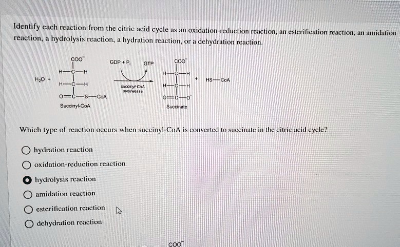 identily each reuction from the citric acid cycle oxidation reduction ...