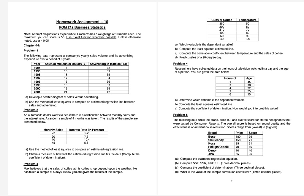 Solved Use Excel Functions On Excel Sheet Homework Assignment 10 Pom 212 Business Statistics 0700