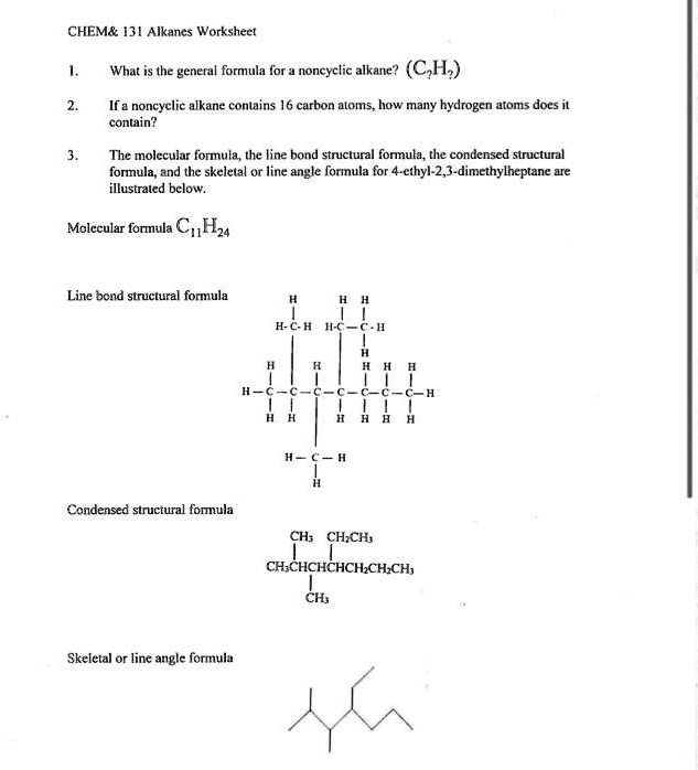 chem 13 alkancs worksheet what is the general formula for noncyclic ...