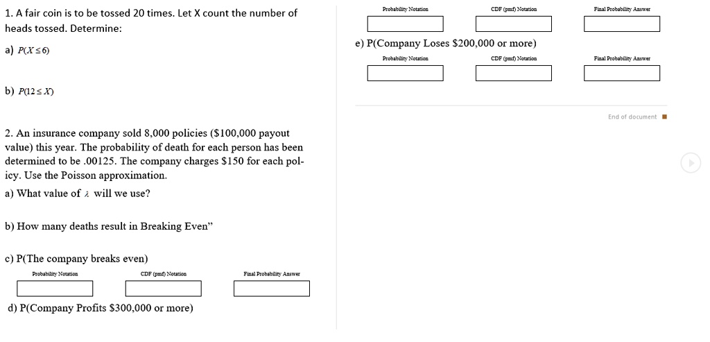 1. A fair coin is to be tossed 20 times. Let X count the number of ...