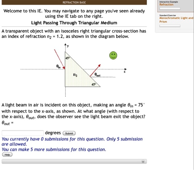 SOLVED:REFRACTION BaSe nott ulmoit Refraction Welcome to this IE_ You may navigate to any page ...