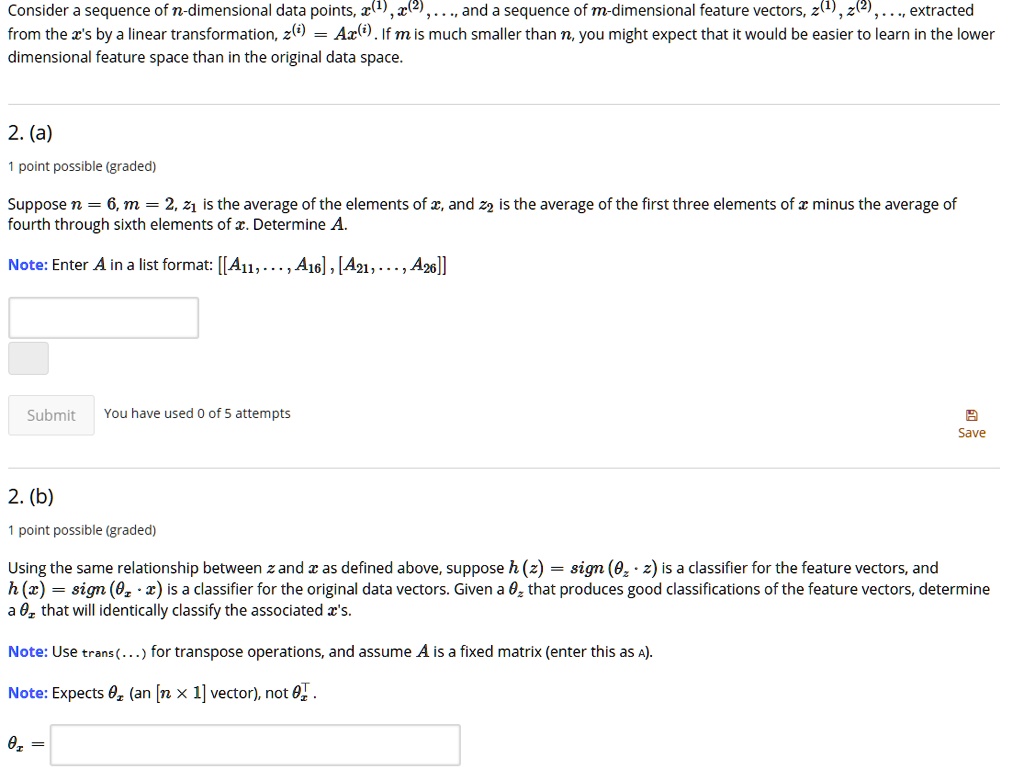 Consider Sequence Of N Dimensional Data Points 11 22 And Sequence Of M