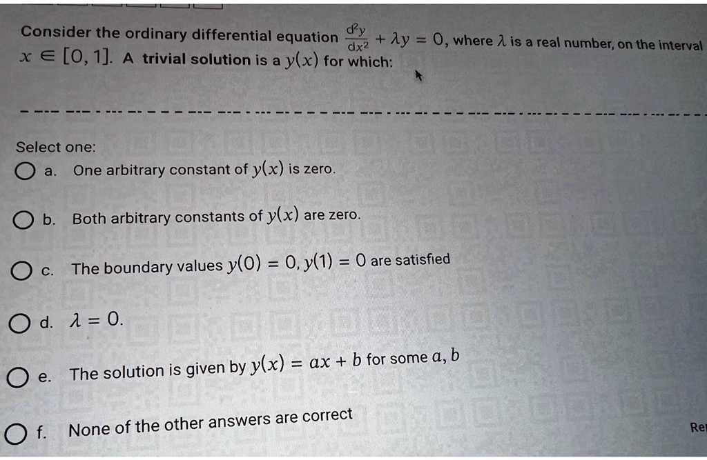SOLVED: Consider the ordinary differential equation (d^(2)y)/(dx^(2 ...