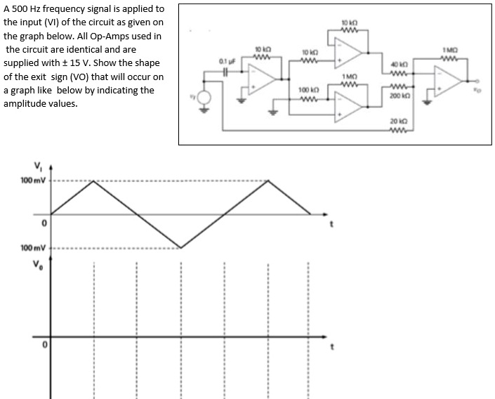 SOLVED: A 500 Hz frequency signal is applied to the input (VI) of the circuit as given on the ...