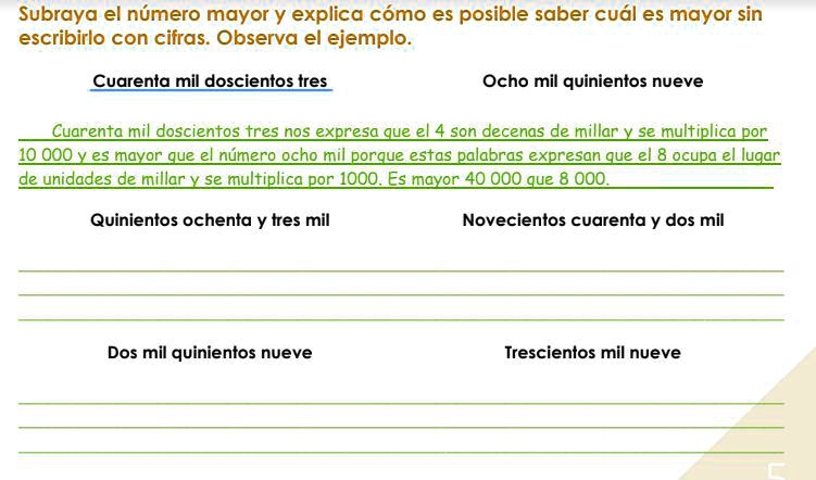SOLVED: Doy 15 puntos si me ayudas con esto: Subraya el número mayor y ...