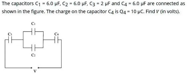 SOLVED: The capacitors C1 6.0 HF, C2 = 6.0 UF, C3 = 2 4F and C4 6.0 pF ...