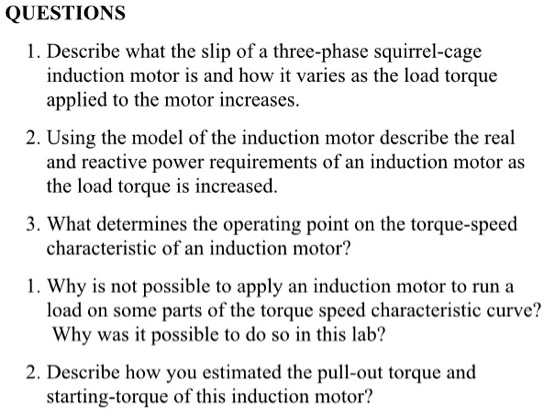 SOLVED: 1. Describe what the slip of a three-phase squirrel-cage ...