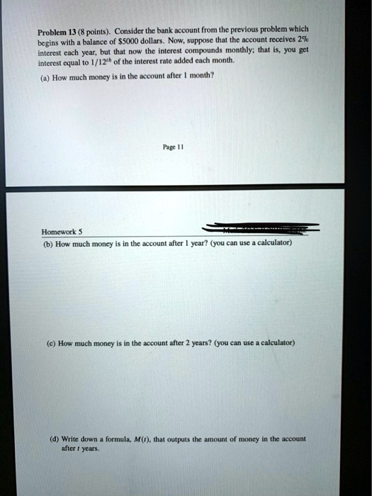 SOLVED: Problem 13 (8 points). Consider the bank account from the ...
