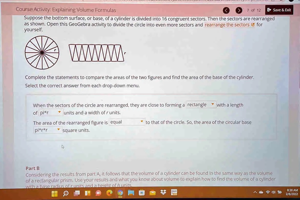 Course Activity: Explaining Volume Formulas Suppose the bottom surface, or base, of a cylinder ...