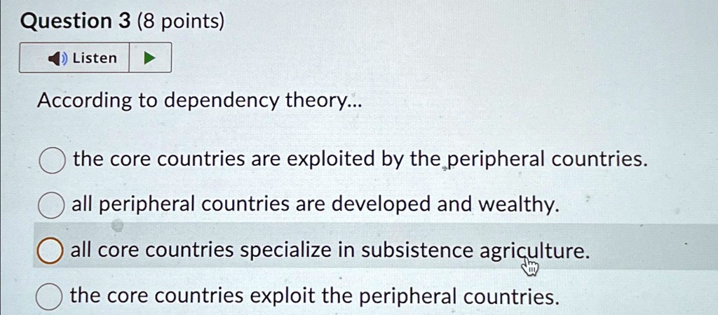 SOLVED: Question 3 (8 points) According to dependency theory... the ... SOLVED: Question 3 (8 points) According to dependency theory... the ...