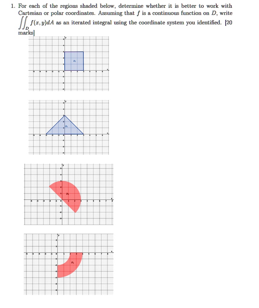 1. For each of the regions shaded below, determine whether it is better ...