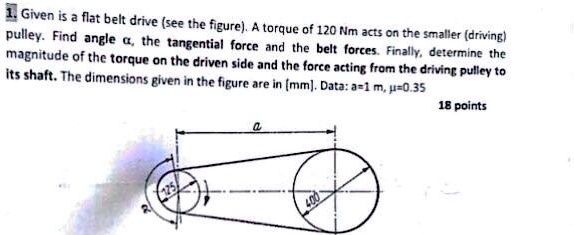 SOLVED: Machine Element: Belt Drive Pulley. Find the angle Î±, the ...