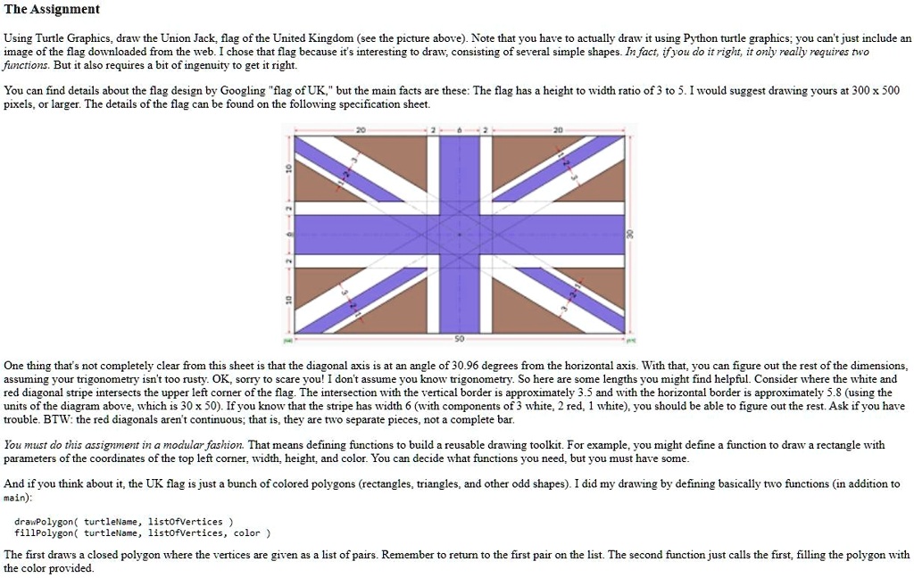 The Assignment Using Turtle Graphics, draw the Union Jack, flag of the ...