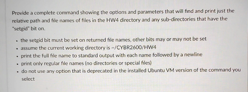 Solved In Linux Please Provide A Complete Command That Will Find And Print Just The Relative