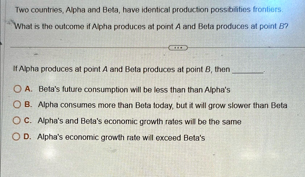 SOLVED: Two countries, Alpha and Beta, have identical production ...