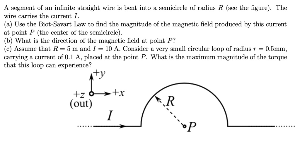 SOLVED: A segment of an infinite straight wire is bent into a ...