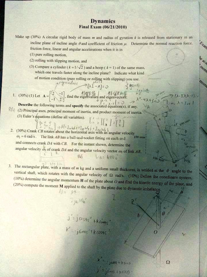 dynamies final exam 06212010 incline plane of incline angle and ...