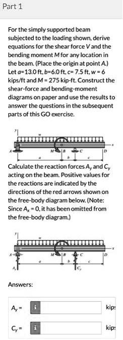 SOLVED: Part1 For the simply supported beam subjected to the loading shown,derive equations for ...