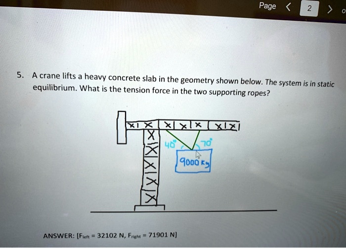 SOLVED: A crane lifts a heavy concrete slab in the geometry shown below ...