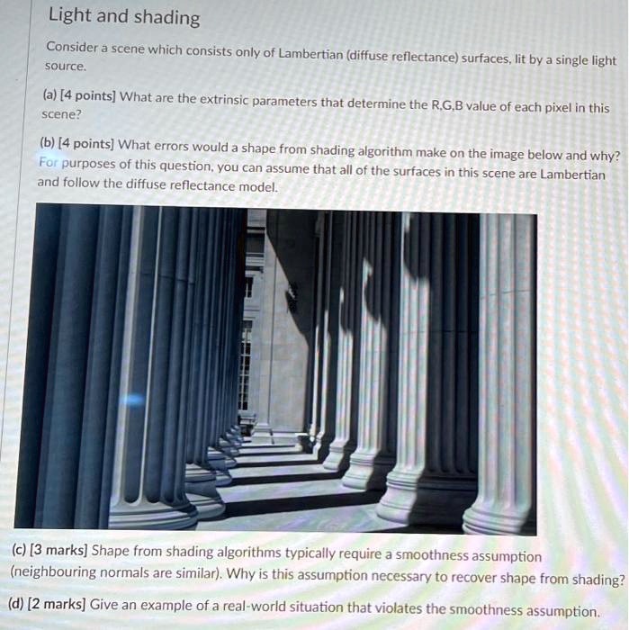 Light and shading Consider a scene which consists only of Lambertian (diffuse reflectance ...