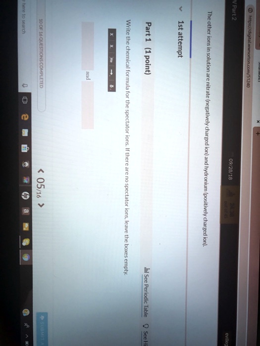 SOLVED: Part The other Part 2 [ 1 (1 point) Write the chemical formula ...