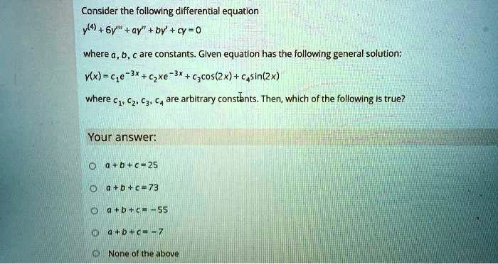 consider the following differential equation v46p ap by cy 0 where ab are constants given ...