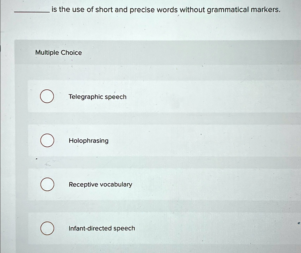 is the use of short and precise words without grammatical markers ...