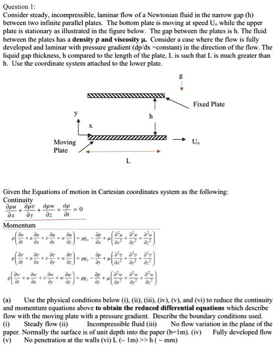 SOLVED: Question 1: Consider steady, incompressible, laminar flow of a Newtonian fluid in the ...