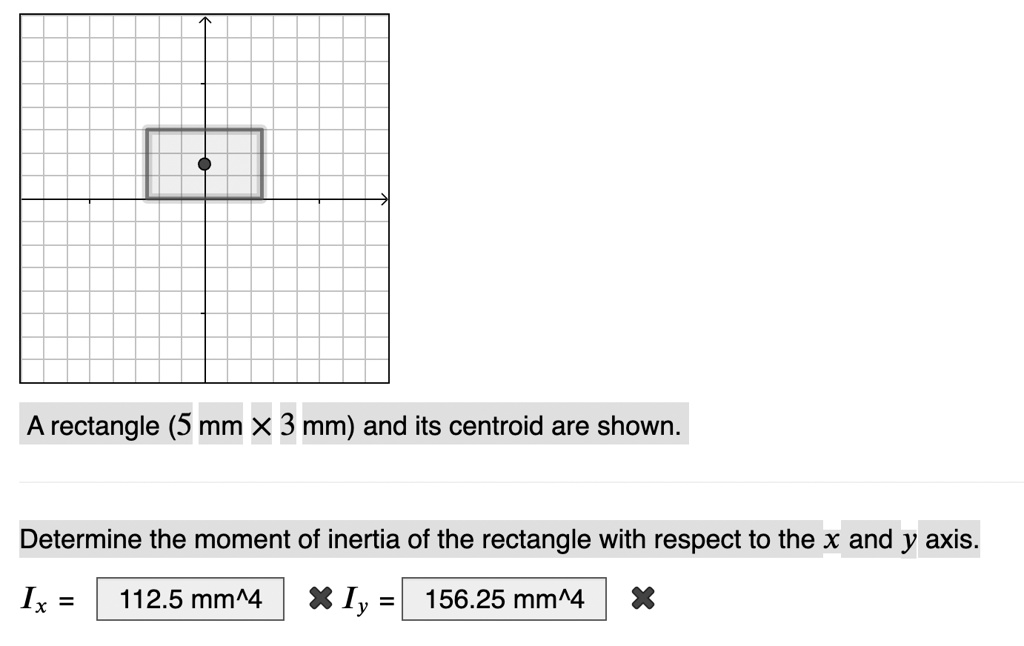 SOLVED: A rectangle (5mm×3mm) and its centroid are shown. Determine the ...