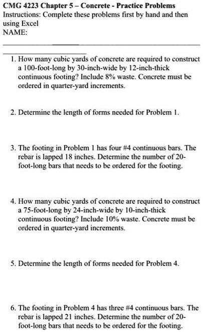 CMG 4223 Chapter 5 - Concrete - Practice Problems Instructions ...