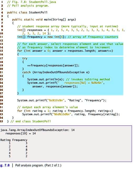 SOLVED: Texts: IN JAVA Problem 15.8 (Student Poll) Figure 7.8 contains an array of survey ...